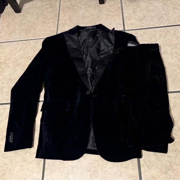 Suits & Blazers | Mens Black Suede Suit | Poshmark